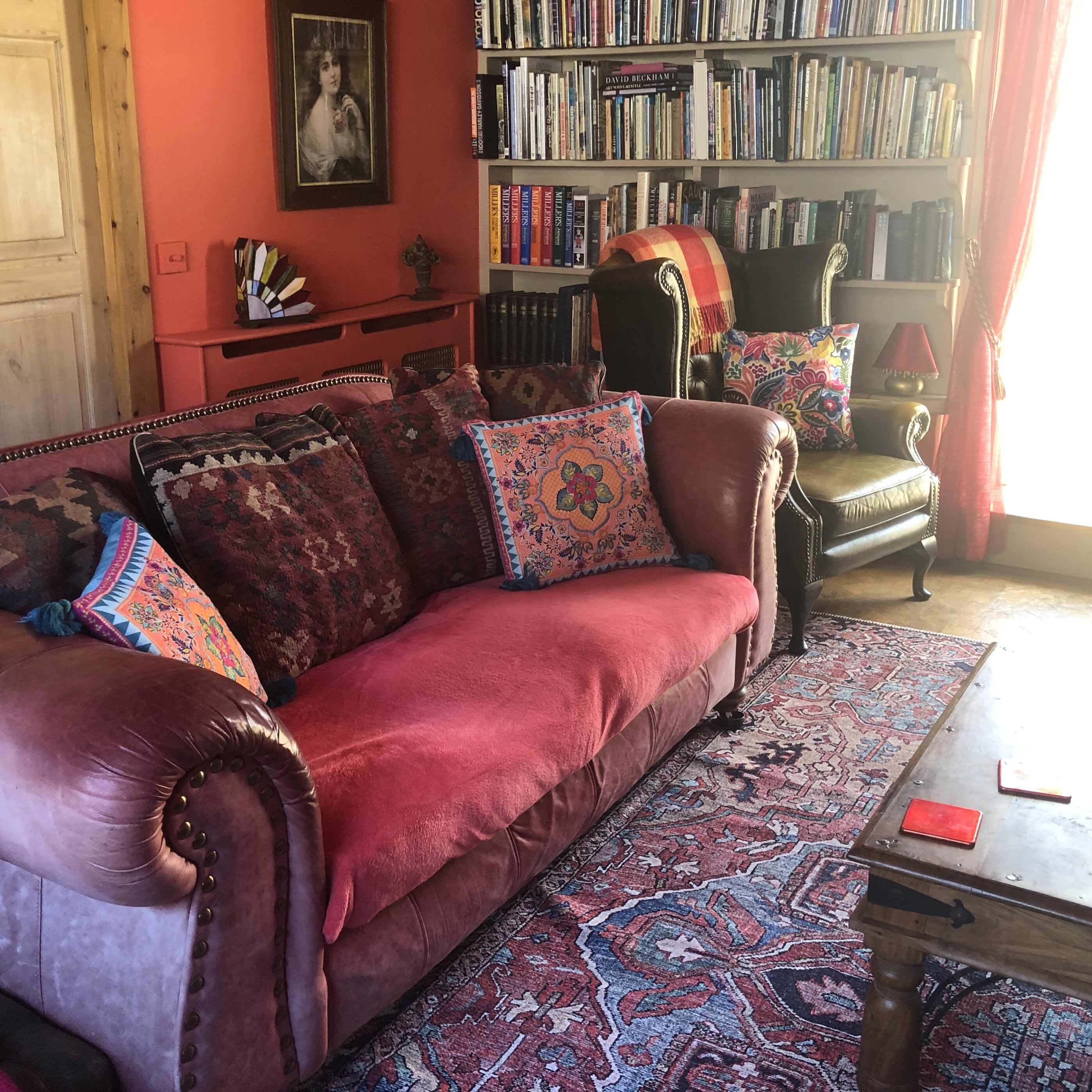 Washable Red Distressed Traditional Rug - Savanna | Living Room Rugs ...