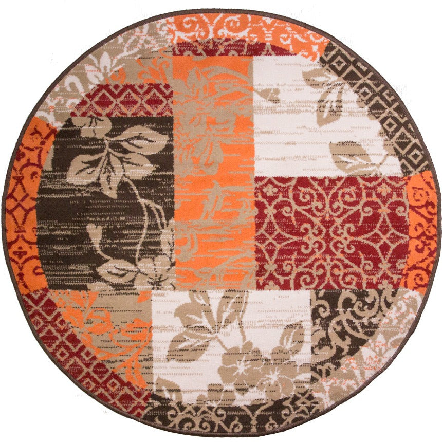 Round Circle Patchwork Terracotta Rug | Living Room Rugs | Kukoon Rugs ...