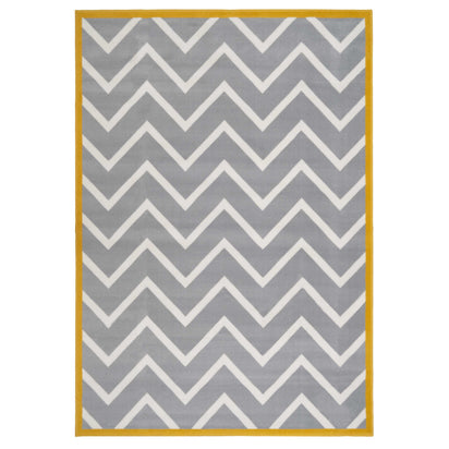 Grey Chevron Bordered Rug | Living Room Rugs | Kukoon Rugs Online