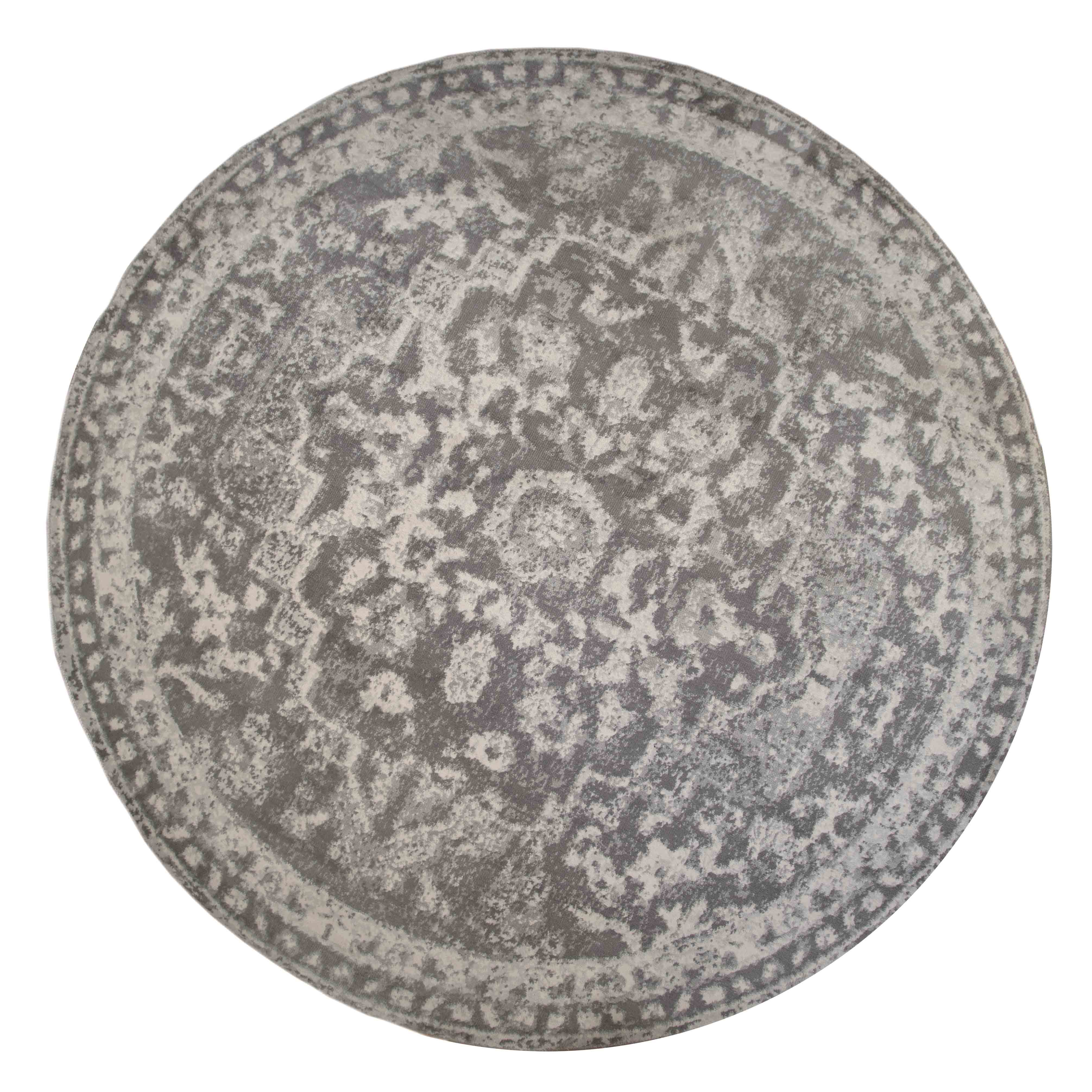 Round Circle Faded Distressed Grey Oriental Rug | Living Room Rugs ...