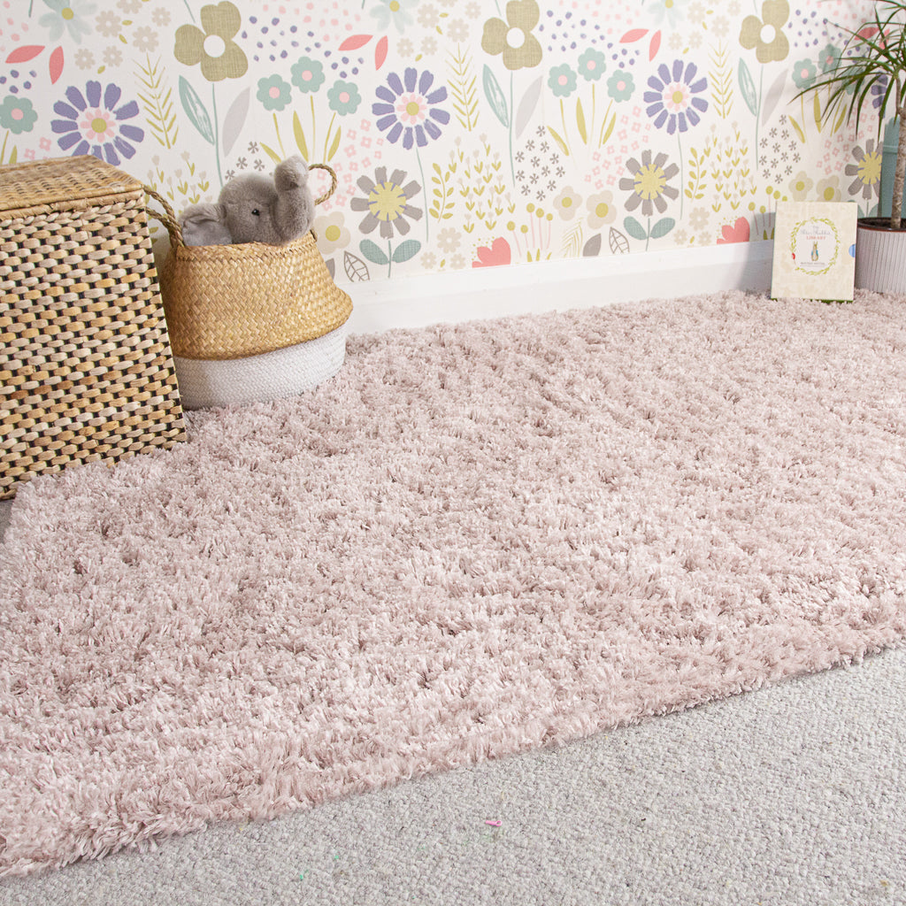 Soft Everyday Blush Pink Shaggy Rug | Living Room Rugs | Kukoon Rugs Online