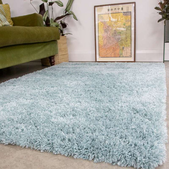 Soft Everyday Duck Egg Shaggy Rug | Living Room Rugs | Kukoon Rugs Online