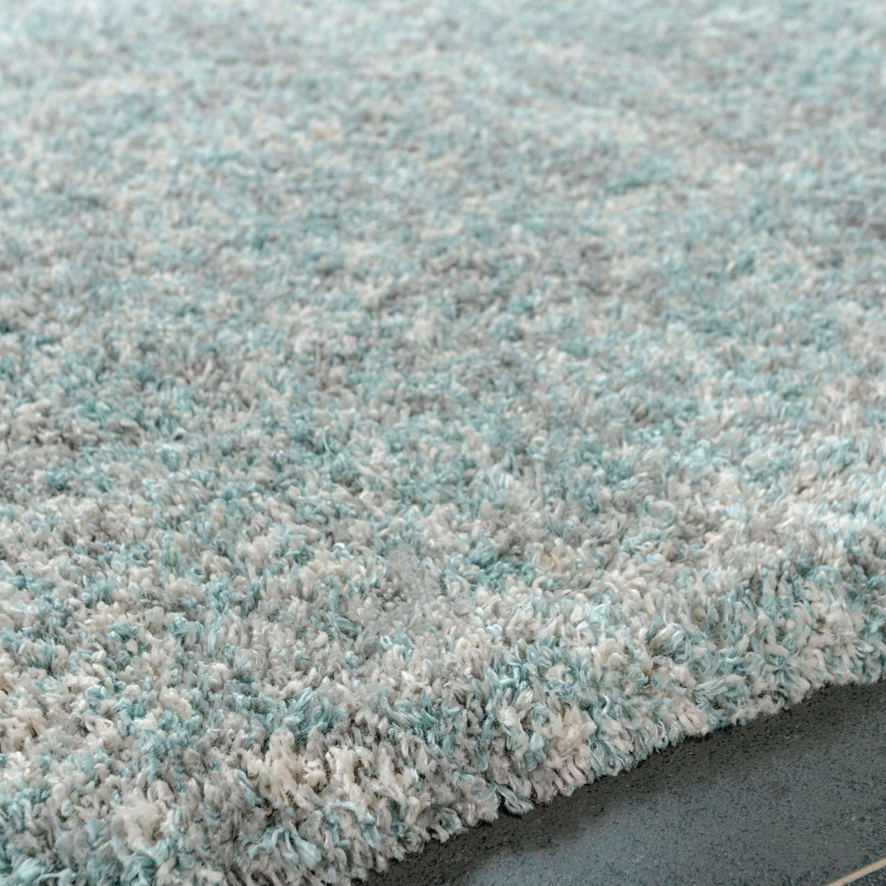 Soft Mottled Duck Egg Shaggy Runner Rug - Camberley | Runner Rugs ...