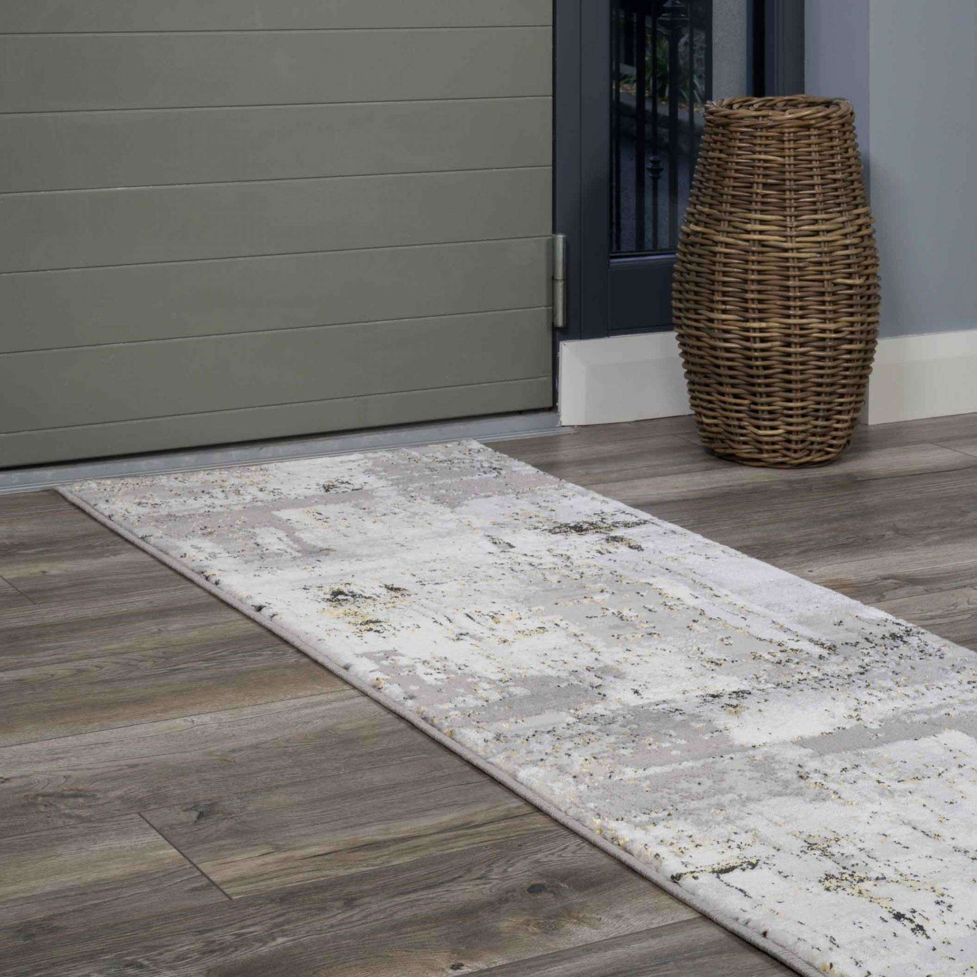 Modern Gold Abstract Distressed Hall Runner Rugs | Runner Rugs | Kukoon ...