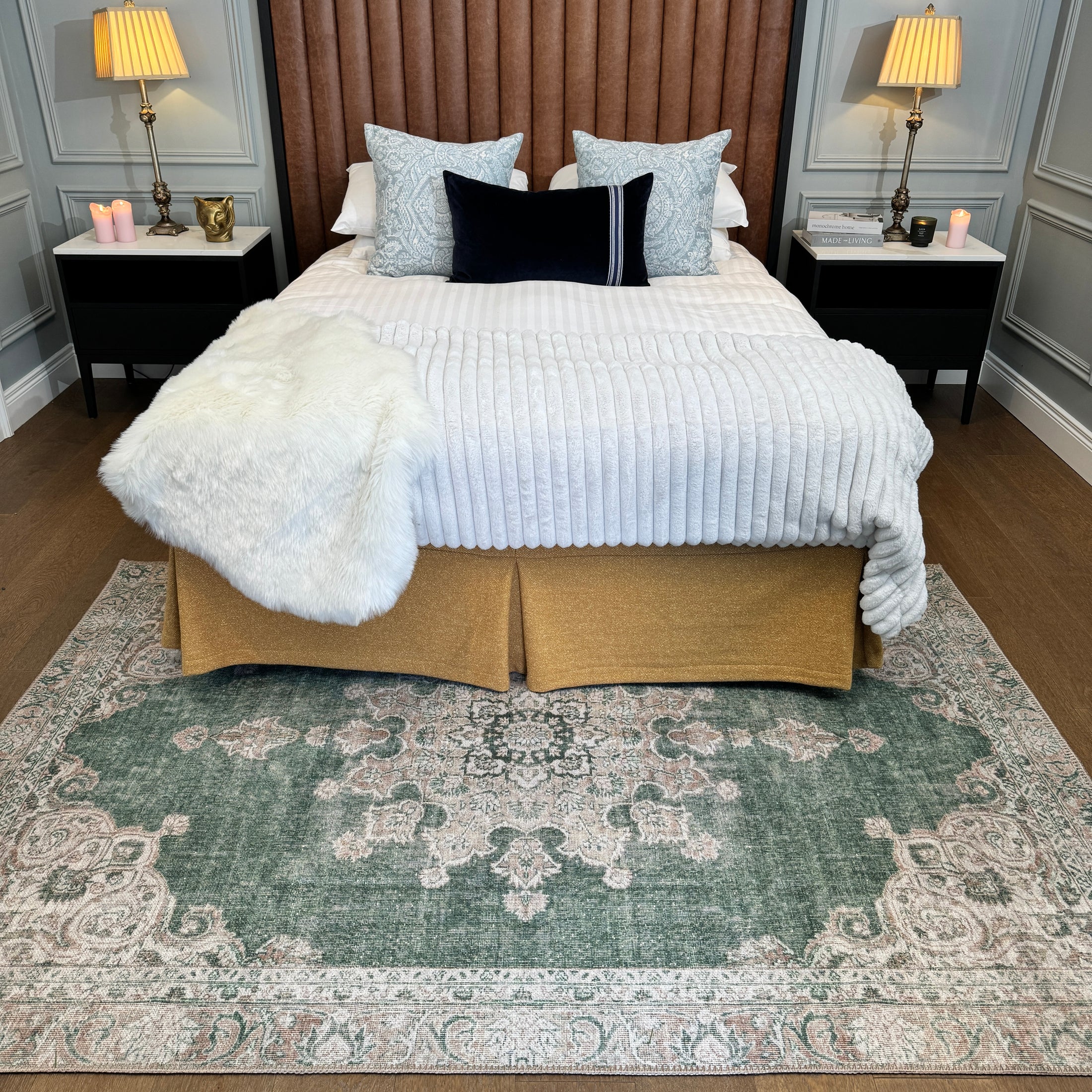 Flatwoven Washable Green Medallion Area Rug - Orion | Living Room Rugs ...