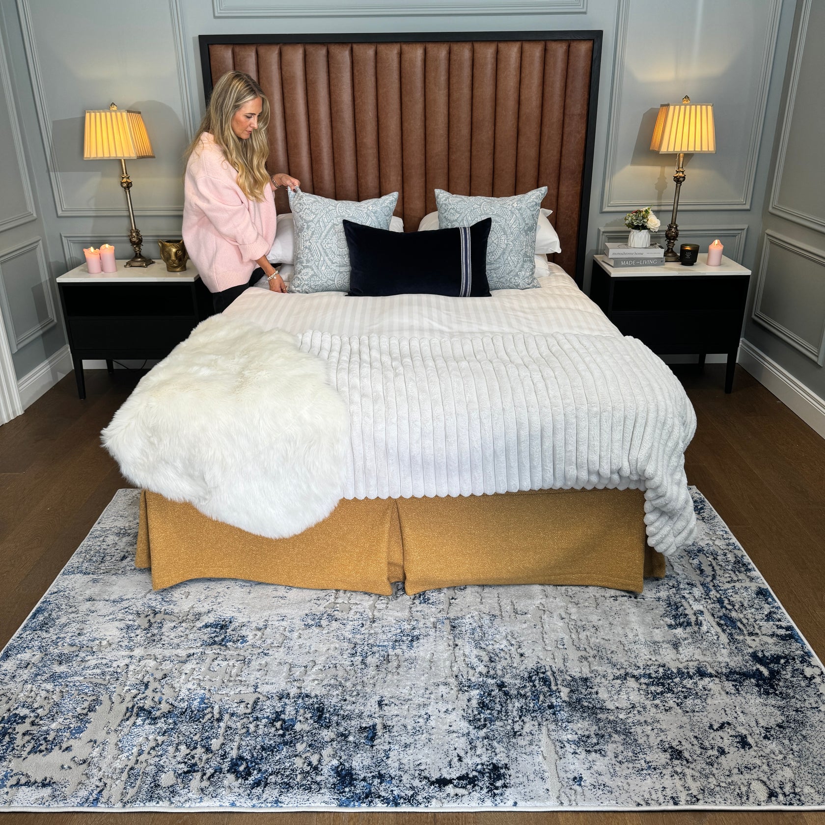 Modern Navy Textured Living Room Rug - Med | Living Room Rugs | Kukoon ...