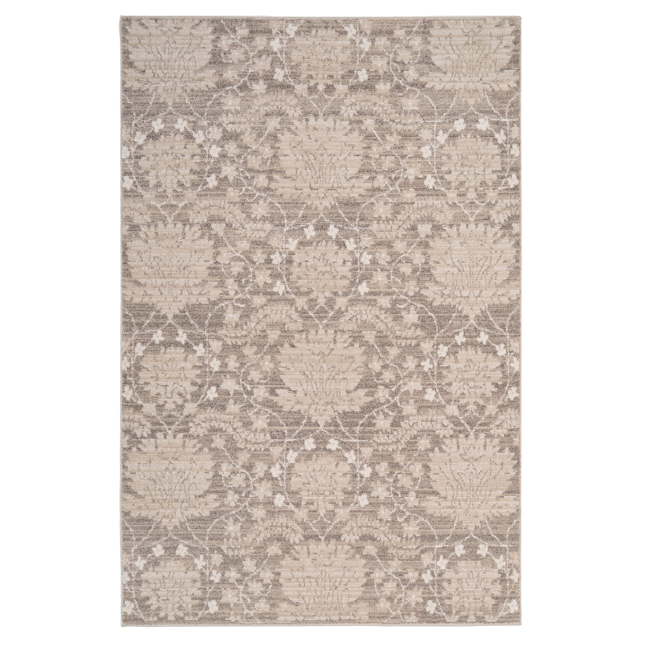 Neutral Floral Living Room Rug - Leonie | Scandi Rugs | Kukoon Rugs Online
