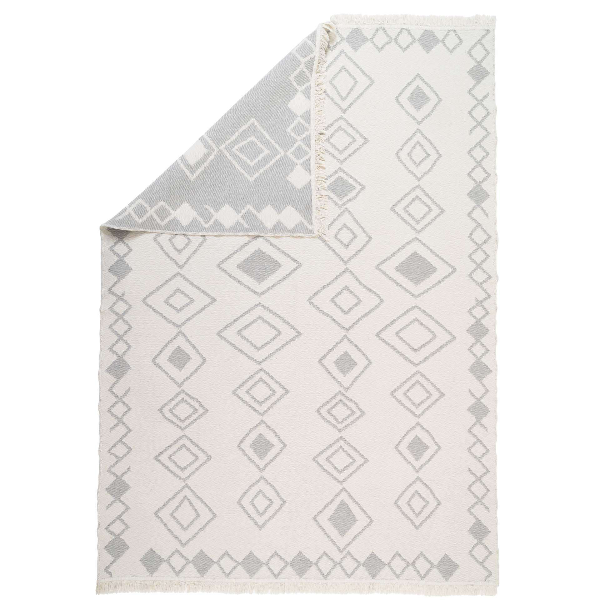 Reversible Cotton Cream Moroccan Motif Rug | Living Room Rugs | Kukoon ...