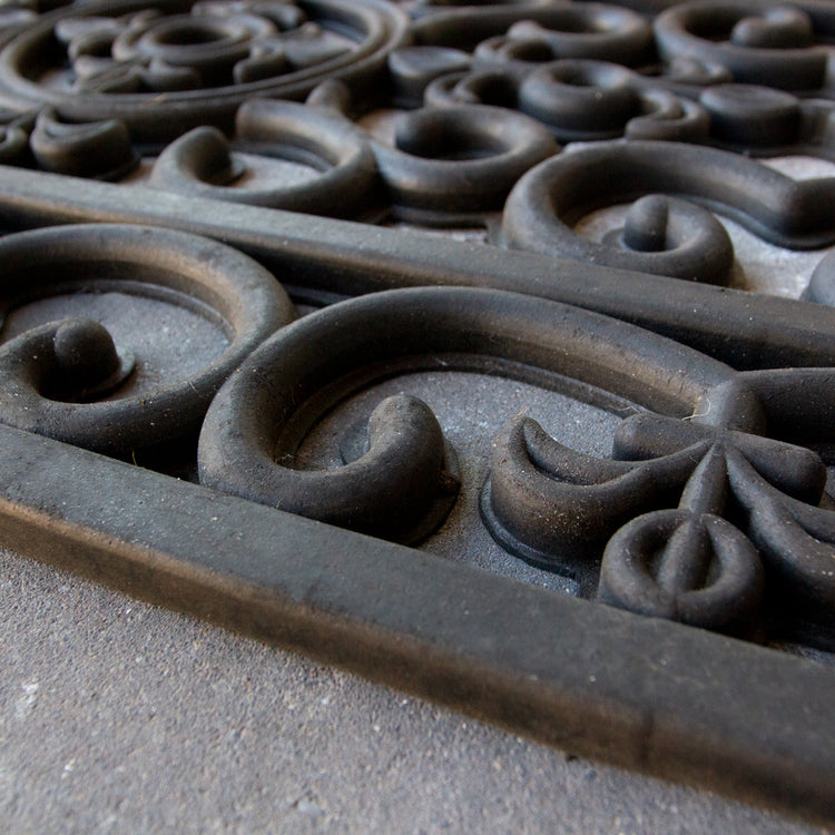 Long Ornate Iron Black Rubber Outdoor Entrance Doormat - Rubber Mat ...