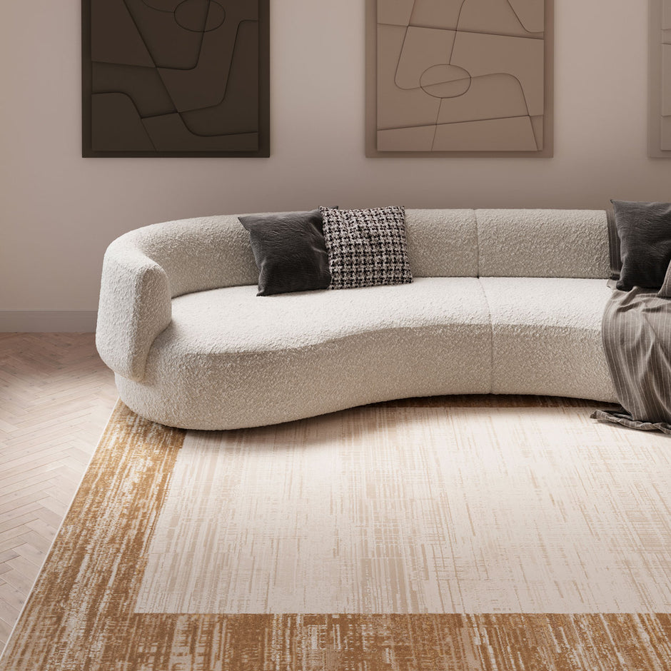 Modern Soft Grey Gold Distressed Abstract Living Room Rug - Moonshine ...