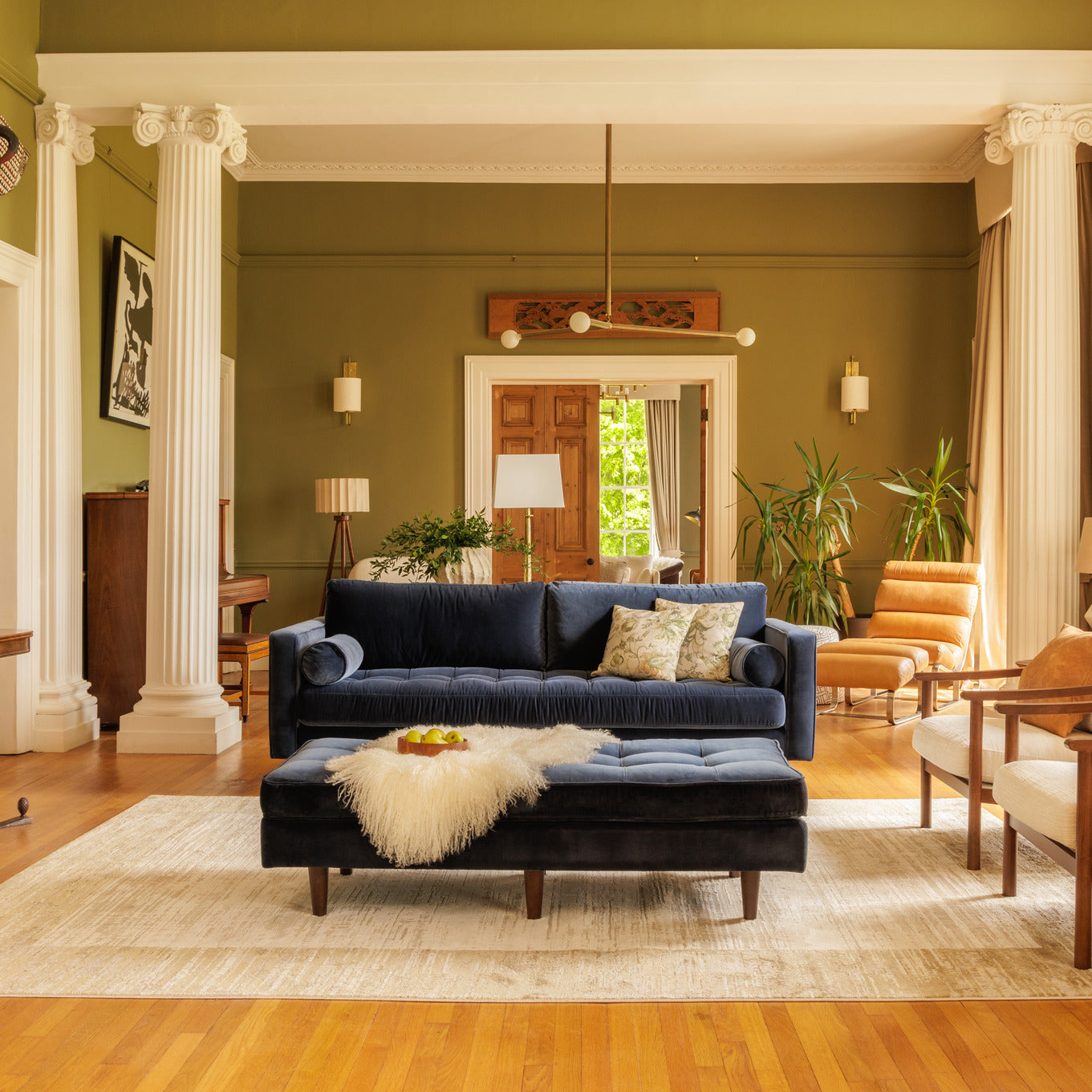 Beige Neutral Border Living Room Rug - Ludlow | Living Room Rugs ...