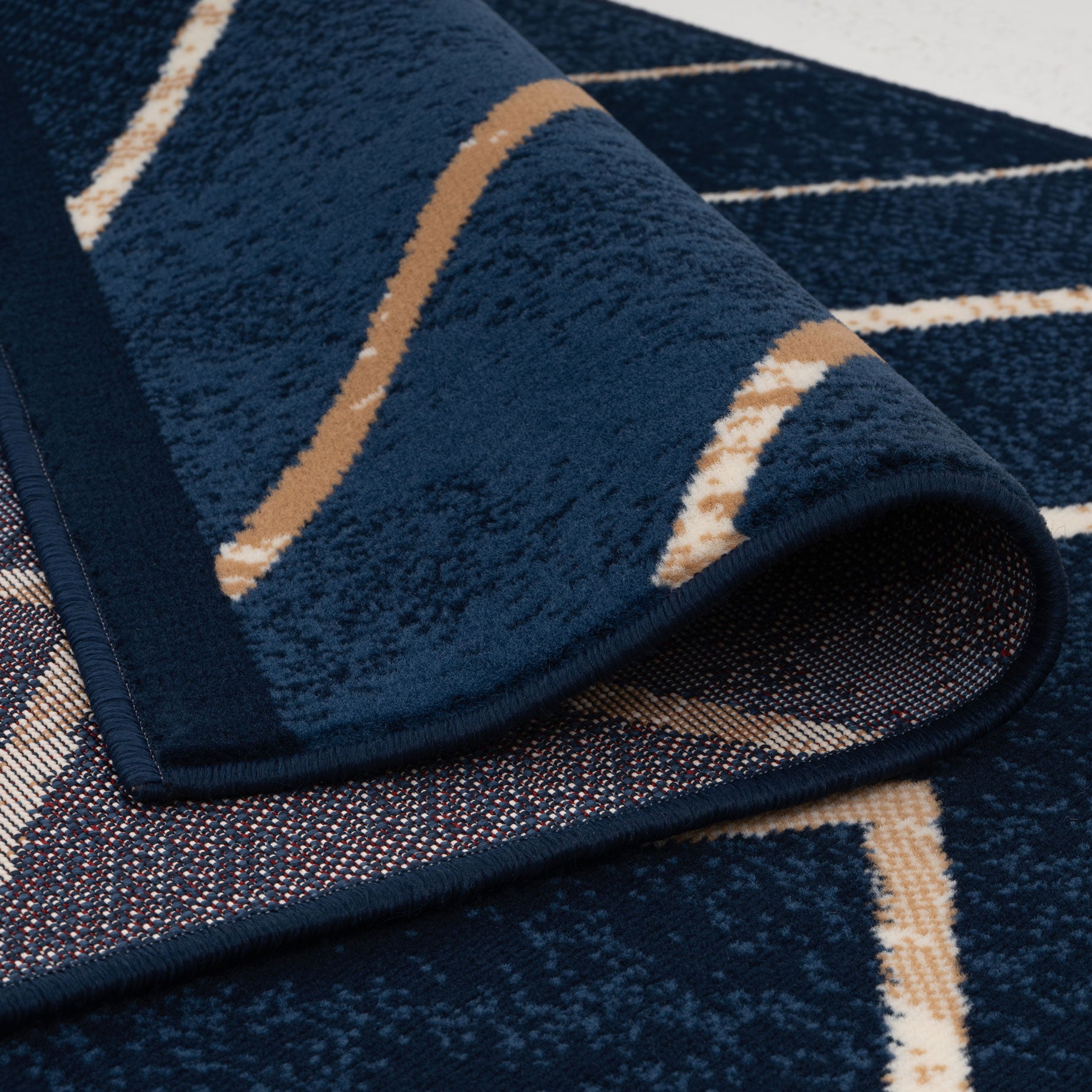 Navy Gold Art Deco Contempary Area Rug | Living Room Rugs | Kukoon Rugs ...