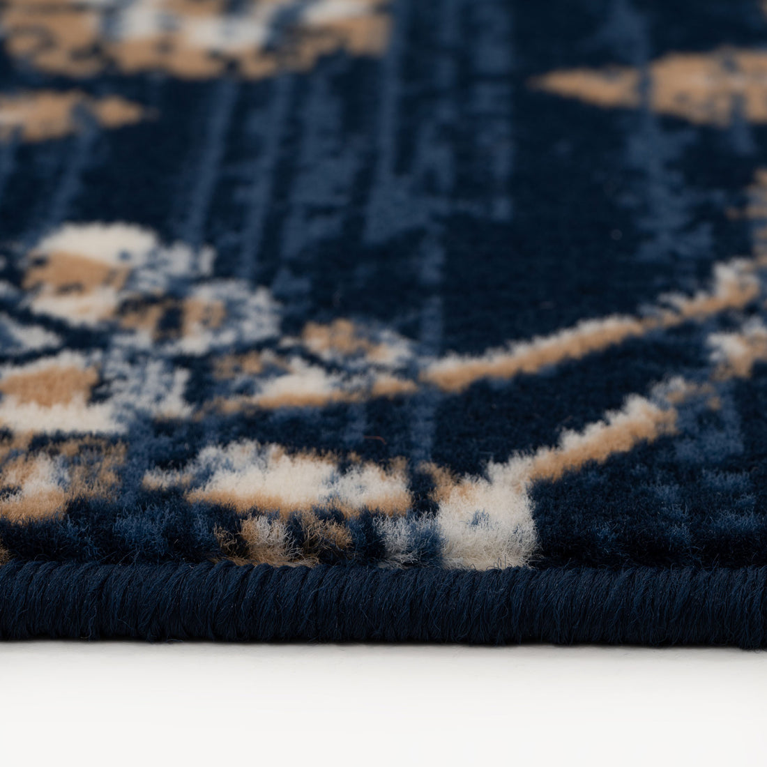 Navy Blue Gold Floral Living Room Rug | Living Room Rugs | Kukoon Rugs ...