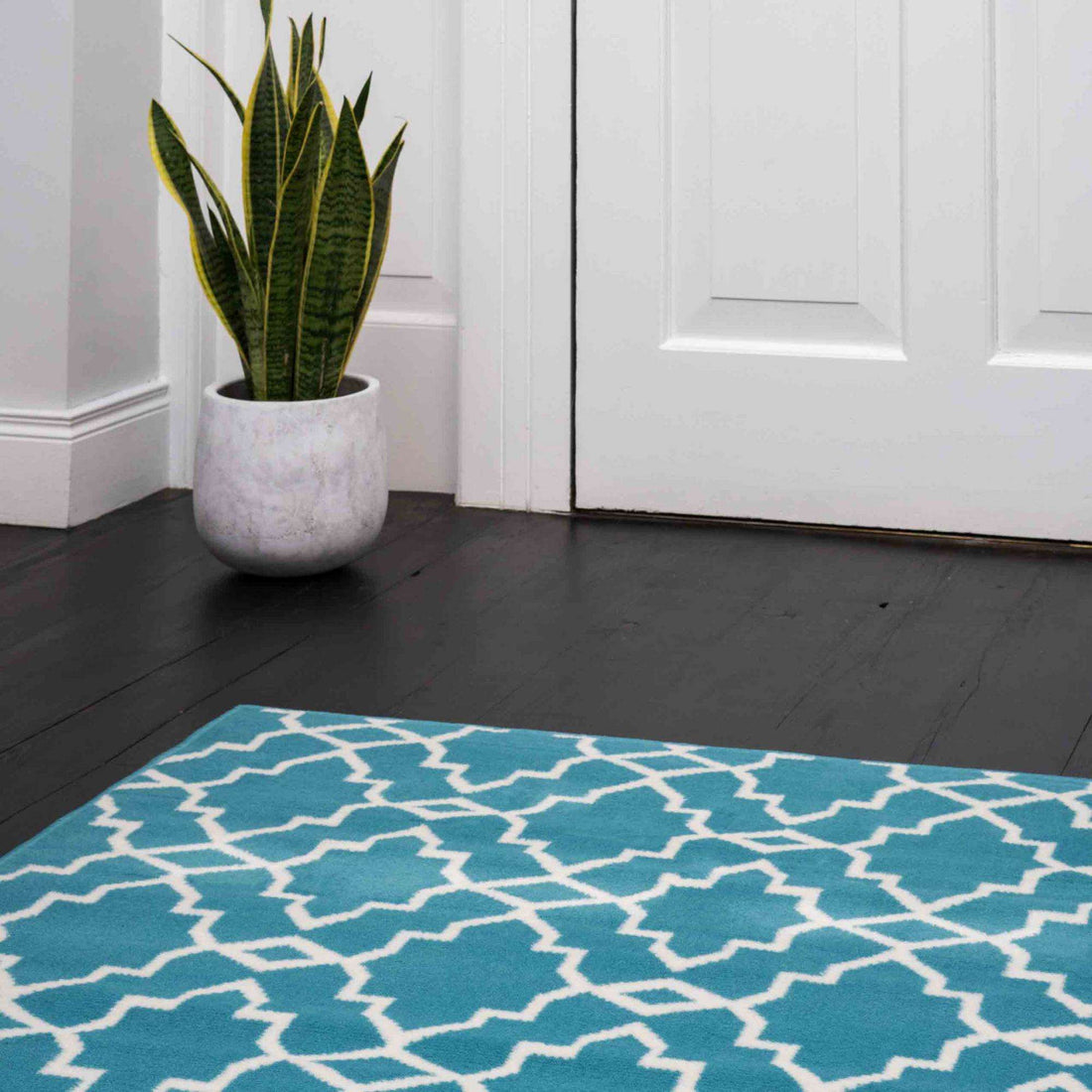 Blue Trellis Hall Runner Living Room Rug | Runner Rugs | Kukoon Rugs Online