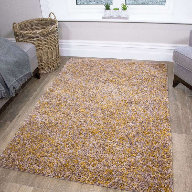 Mustard Soft Shaggy Living Room Rug - Murano | Living Room Rugs ...