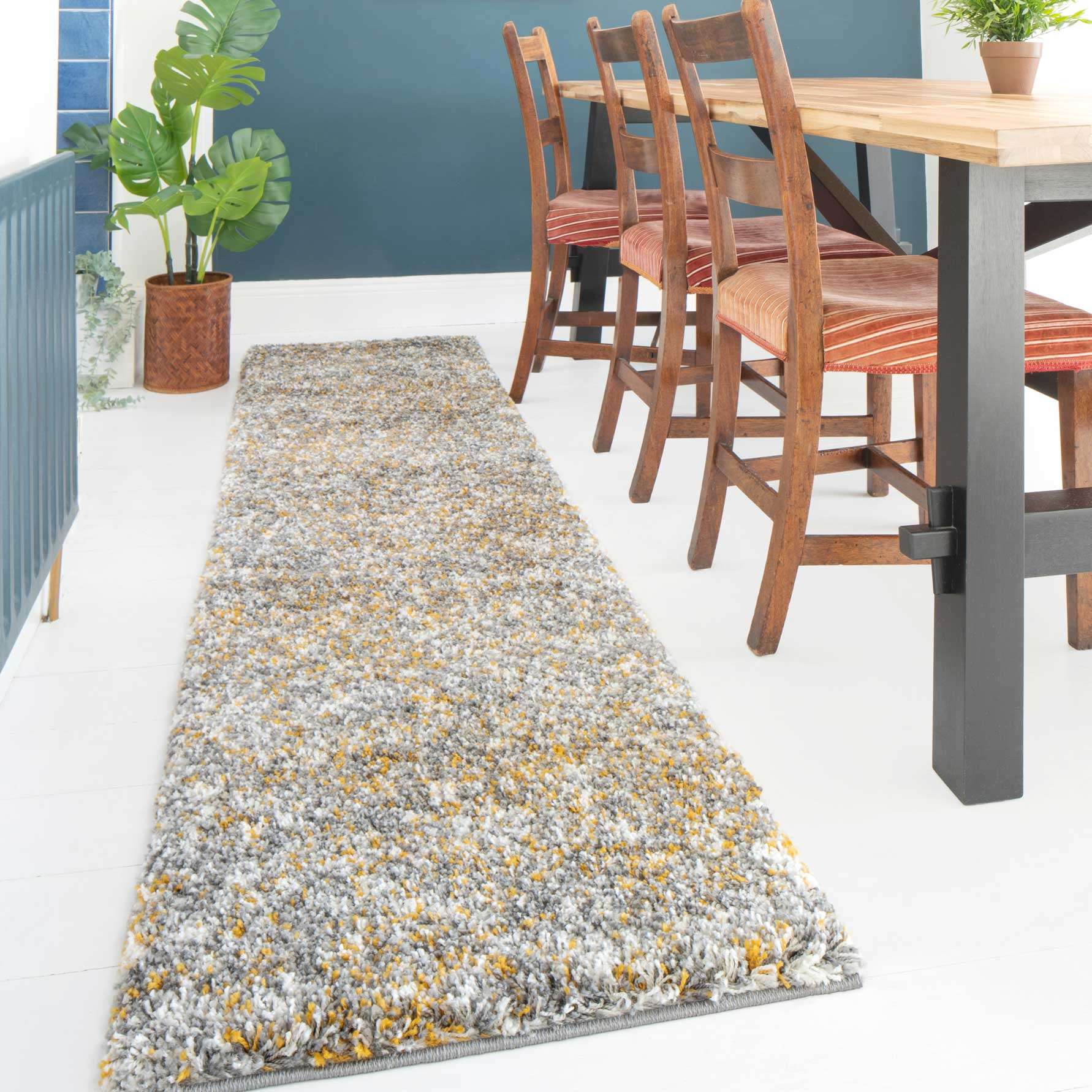 Super Soft Ochre Shaggy Runner Rug for Hallway - Murano | Runner Rugs ...