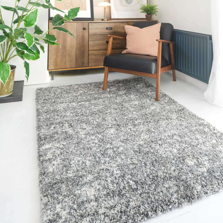 Luxurious Silver Shaggy Runner Hallway Rug - Murano | Runner Rugs ...