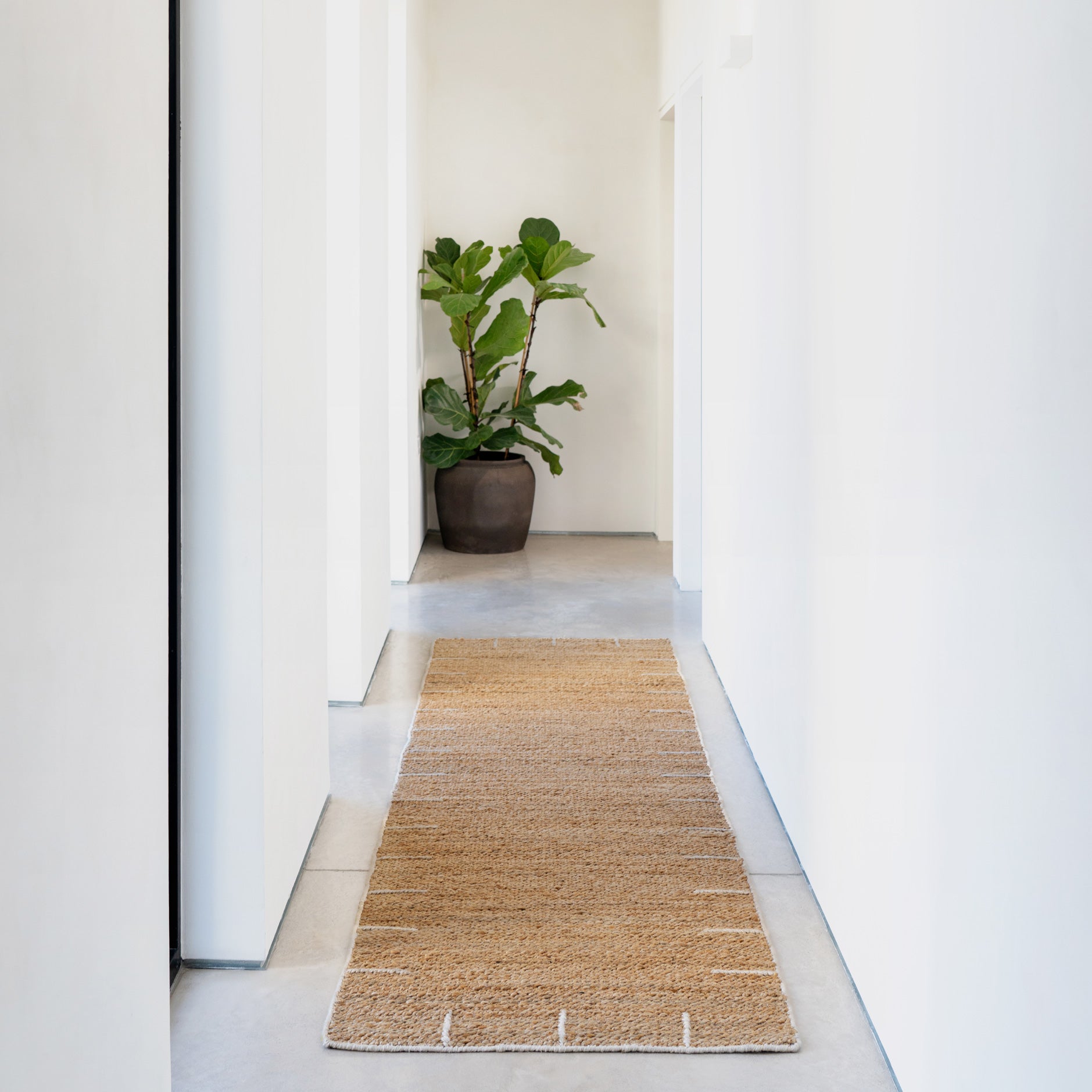 Natural Brown Jute Framed Runner - Annie | Runner Rugs | Kukoon Rugs Online