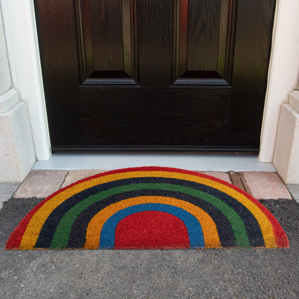 Rainbow Half Moon Coir Entrance Doormat | Kukoon Rugs Online