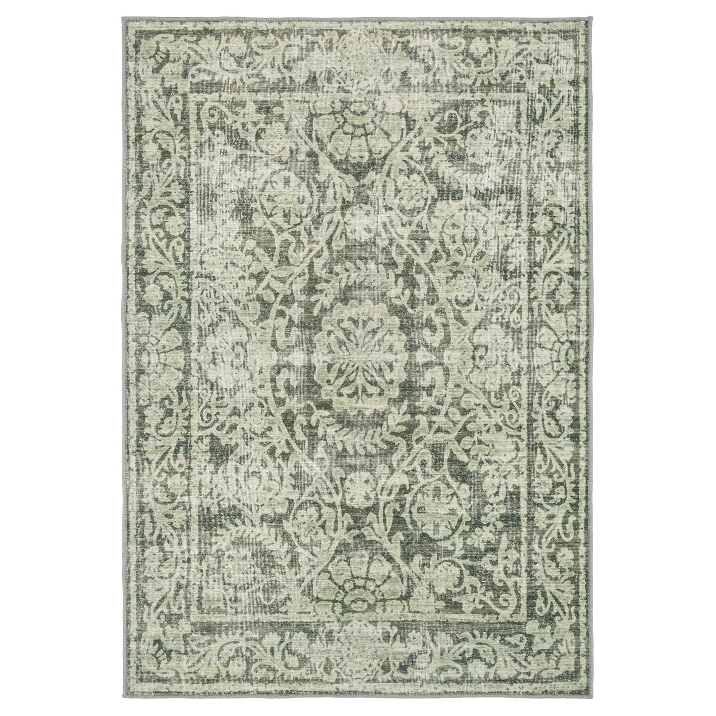 Soft Washable Green Motif Rug - Pippa | Living Room Rugs | Kukoon Rugs ...