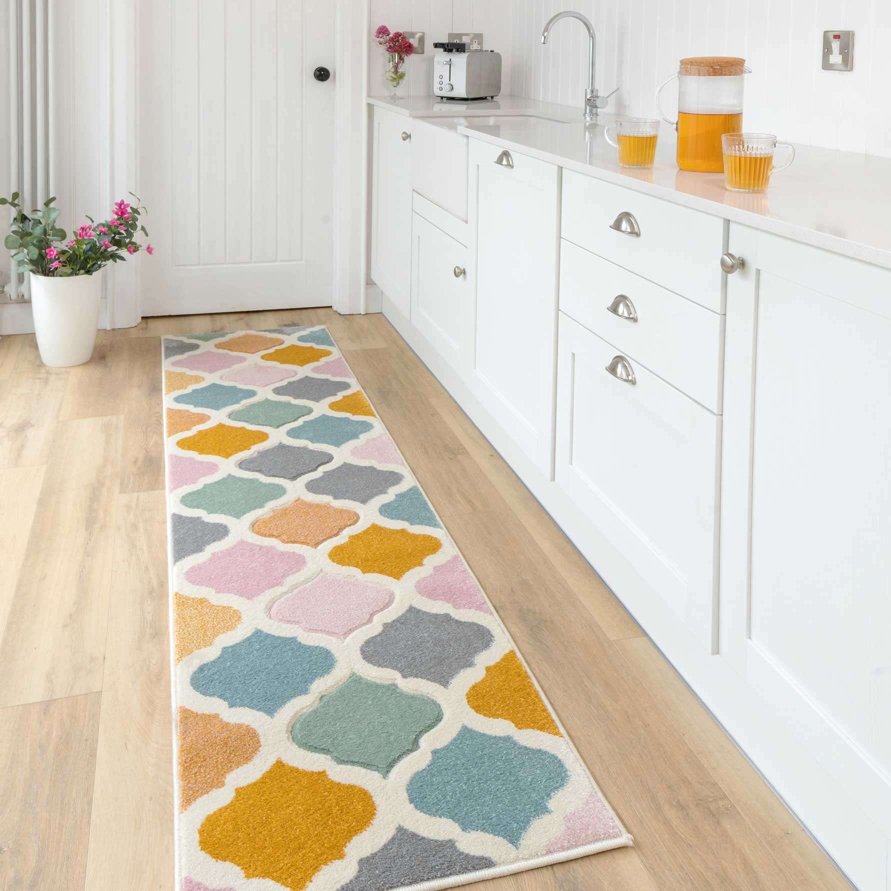 Colourful Pastel Trellis Hall Runner Rug | Runner Rugs | Kukoon Rugs Online