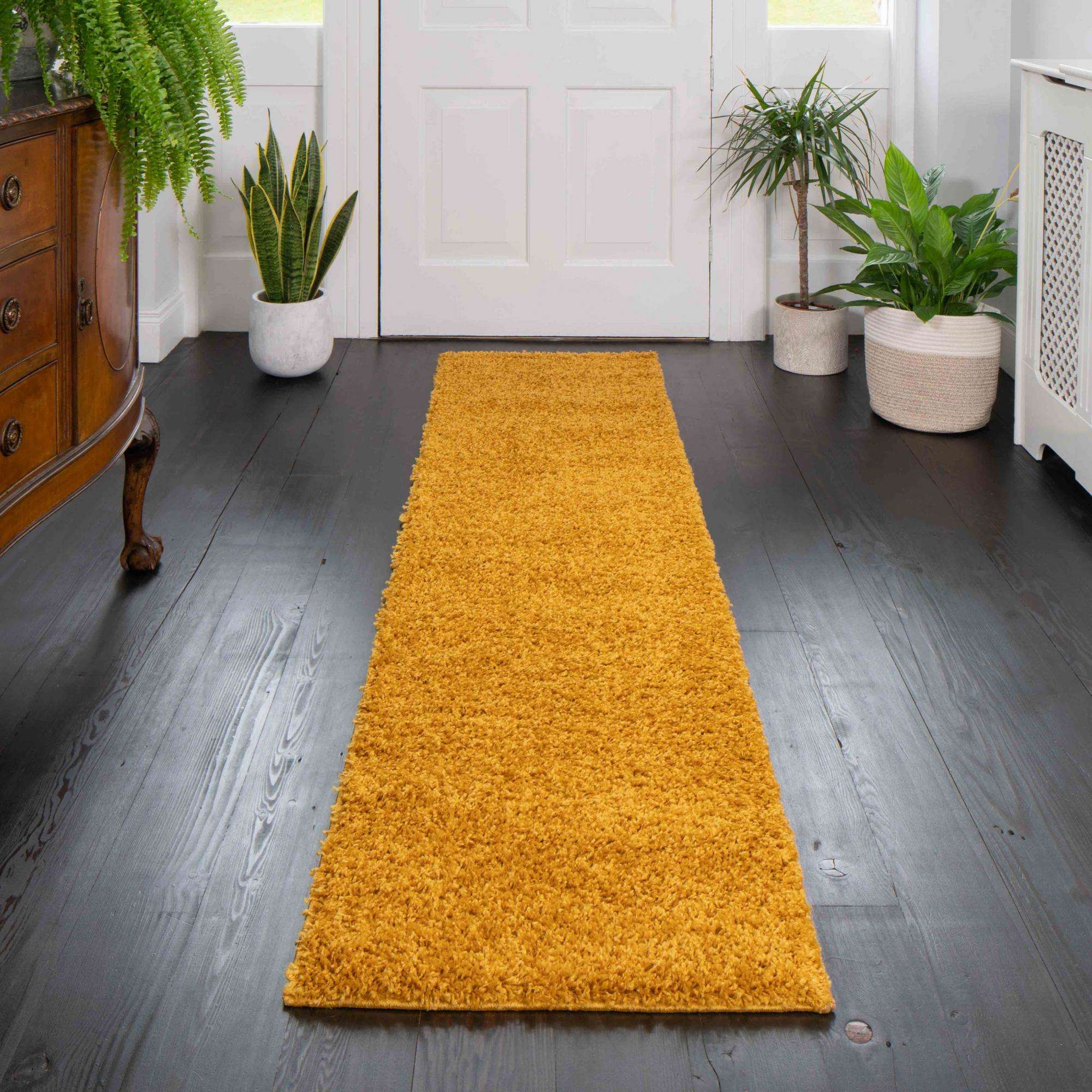 Soft Yellow Ochre Shaggy Rug | Living Room Rugs | Kukoon Rugs Online