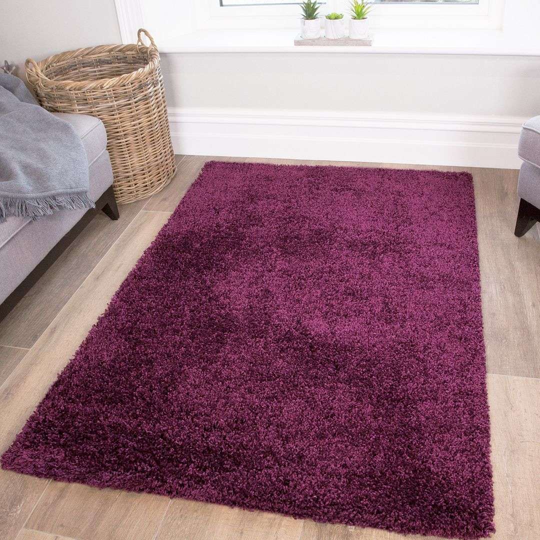 Plum Shaggy Living Room Rug | Living Room Rugs | Kukoon Rugs Online