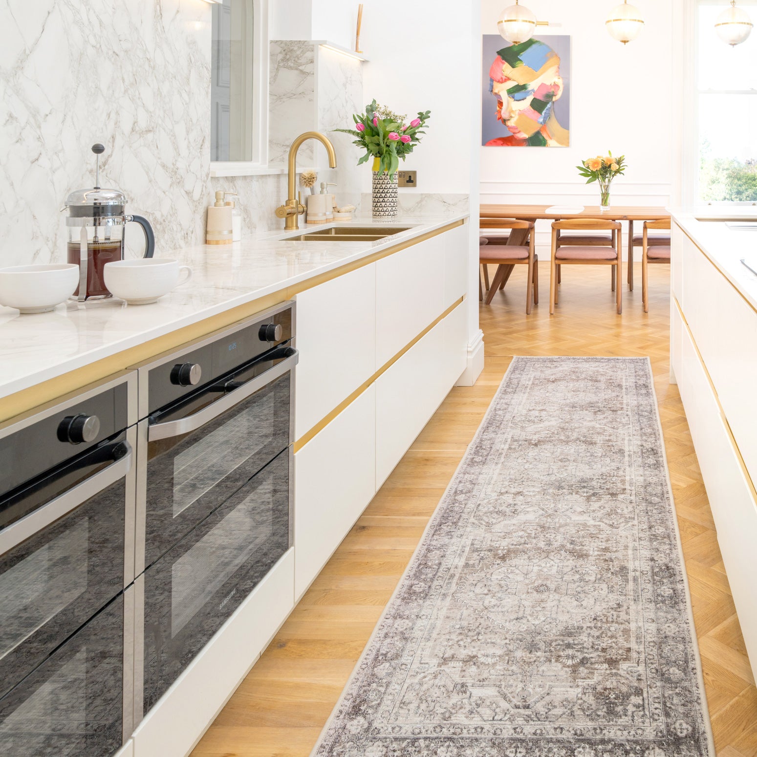 Soft Washable Vintage Greige Runner - Elsie | Runner Rugs | Kukoon Rugs ...