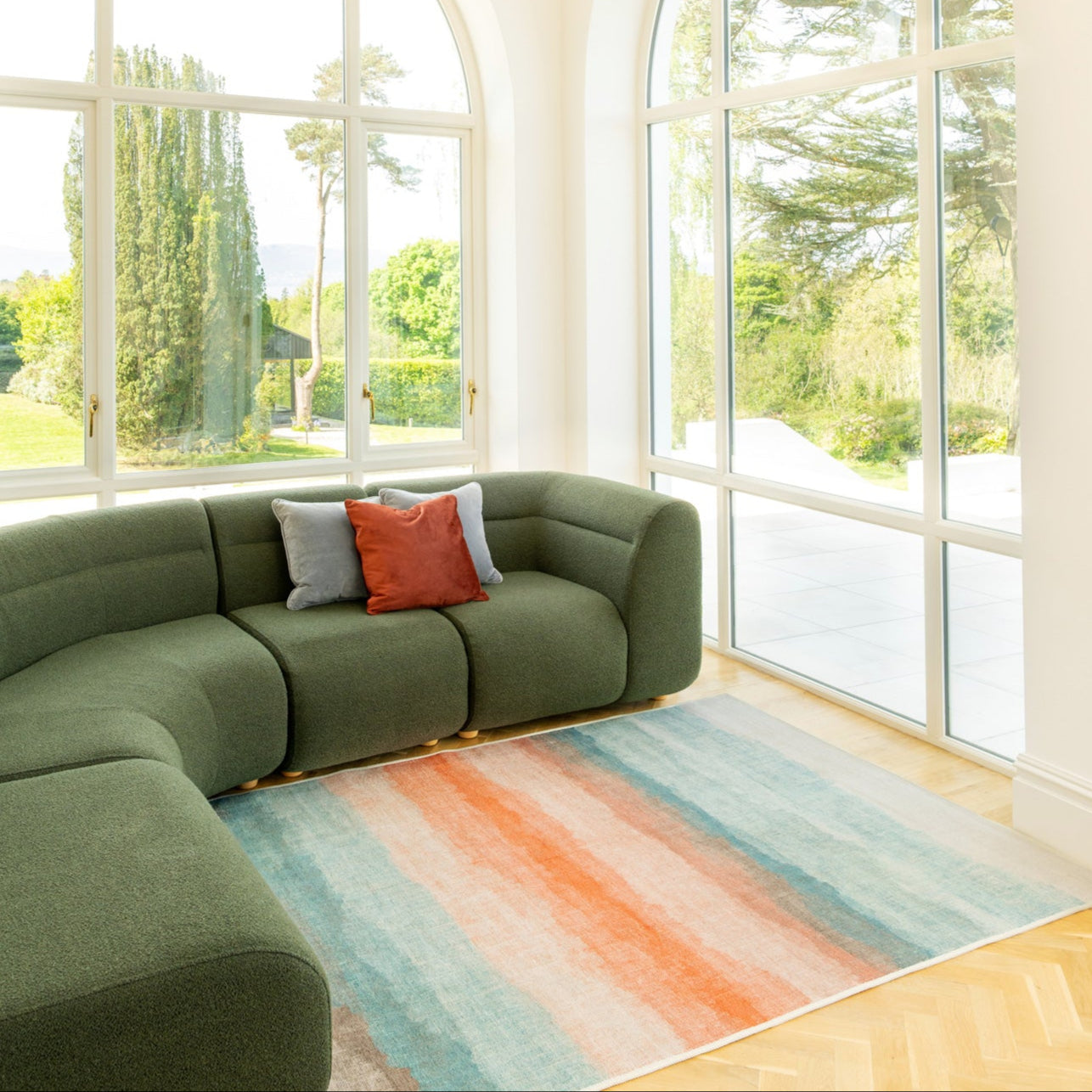 Soft Washable Multicolour Abstract Rug - Solene | Living Room Rugs ...