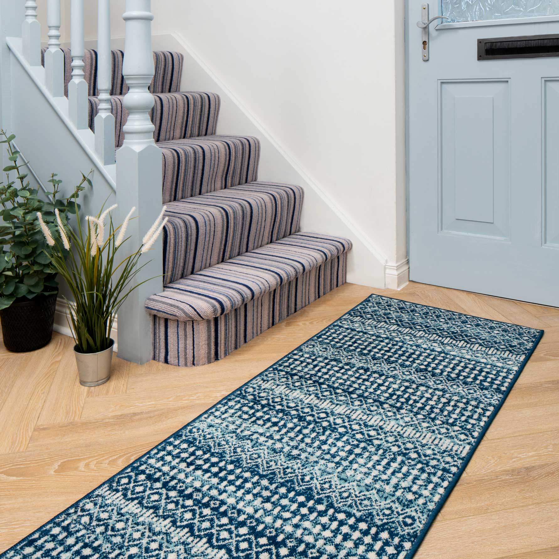 Blue Moroccan Tile Living Room Rug | Living Room Rugs | Kukoon Rugs Online
