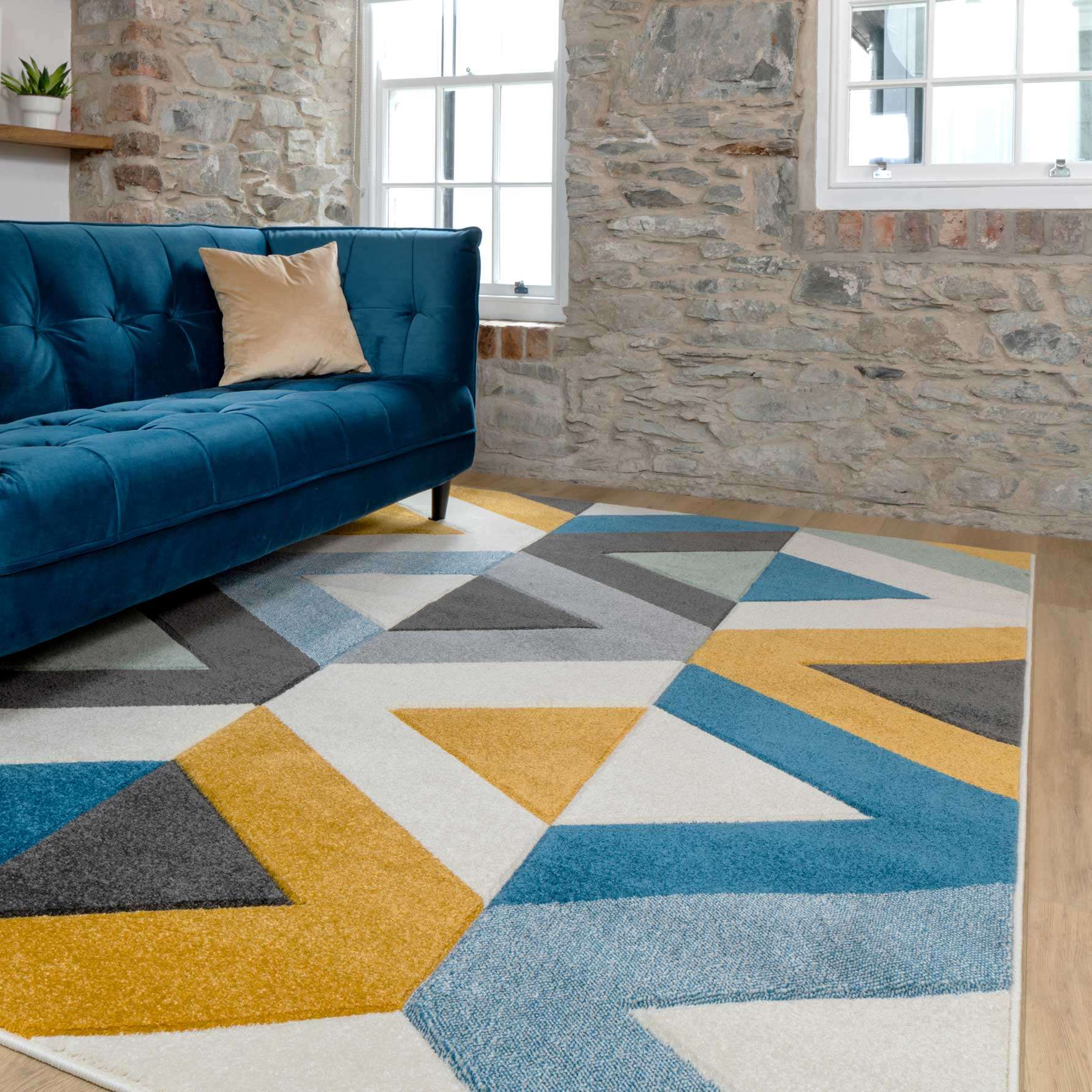 Multicolour Woven Geometric Area Rug - Angora | Living Room Rugs ...