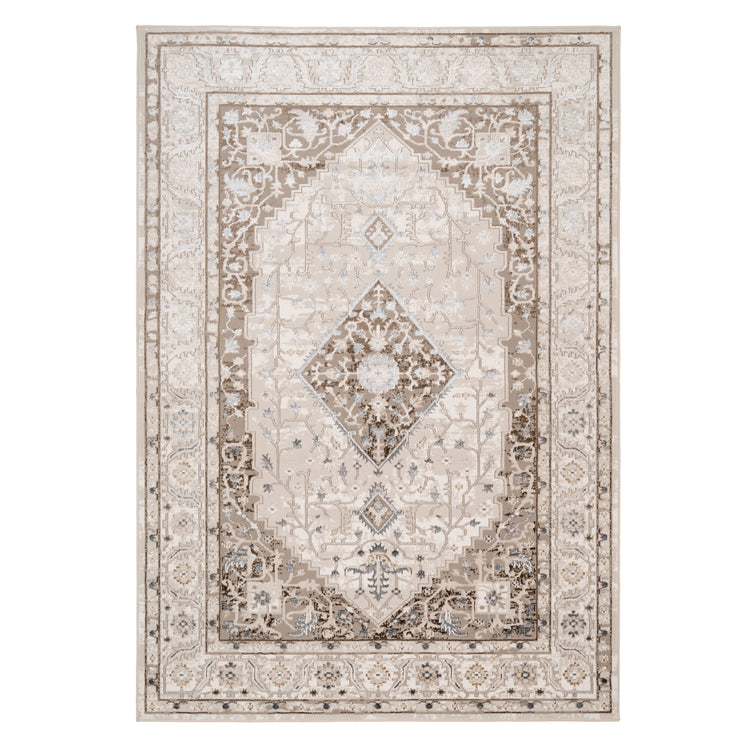 Cream Beige Medallion Rug - Artha | Living Room Rugs | Kukoon Rugs Online