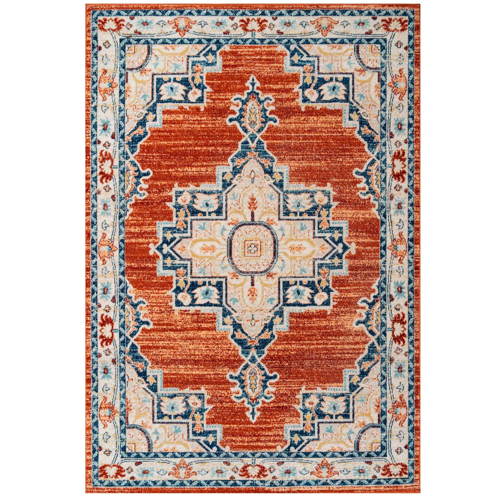 Terracotta Orange Oriental Area Rug - Antik | Living Room Rugs | Kukoon ...