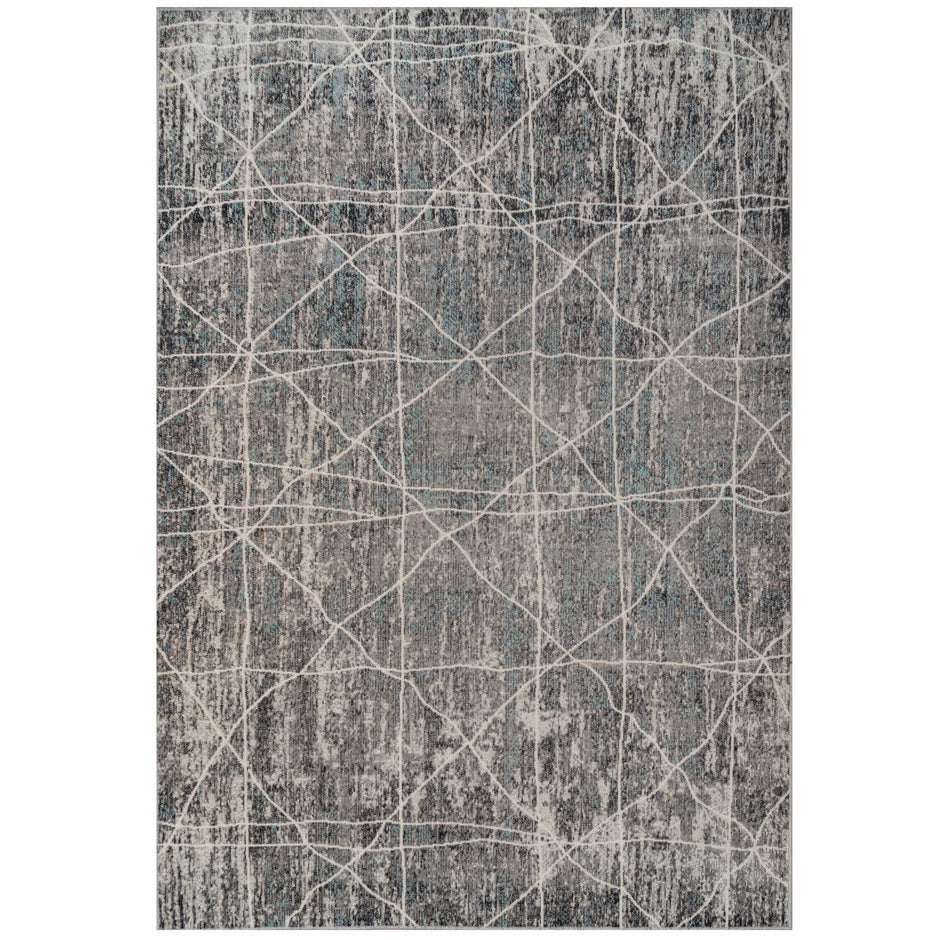 Grey Navy Aztec Living Room Rug | Living Room Rugs | Kukoon Rugs Online