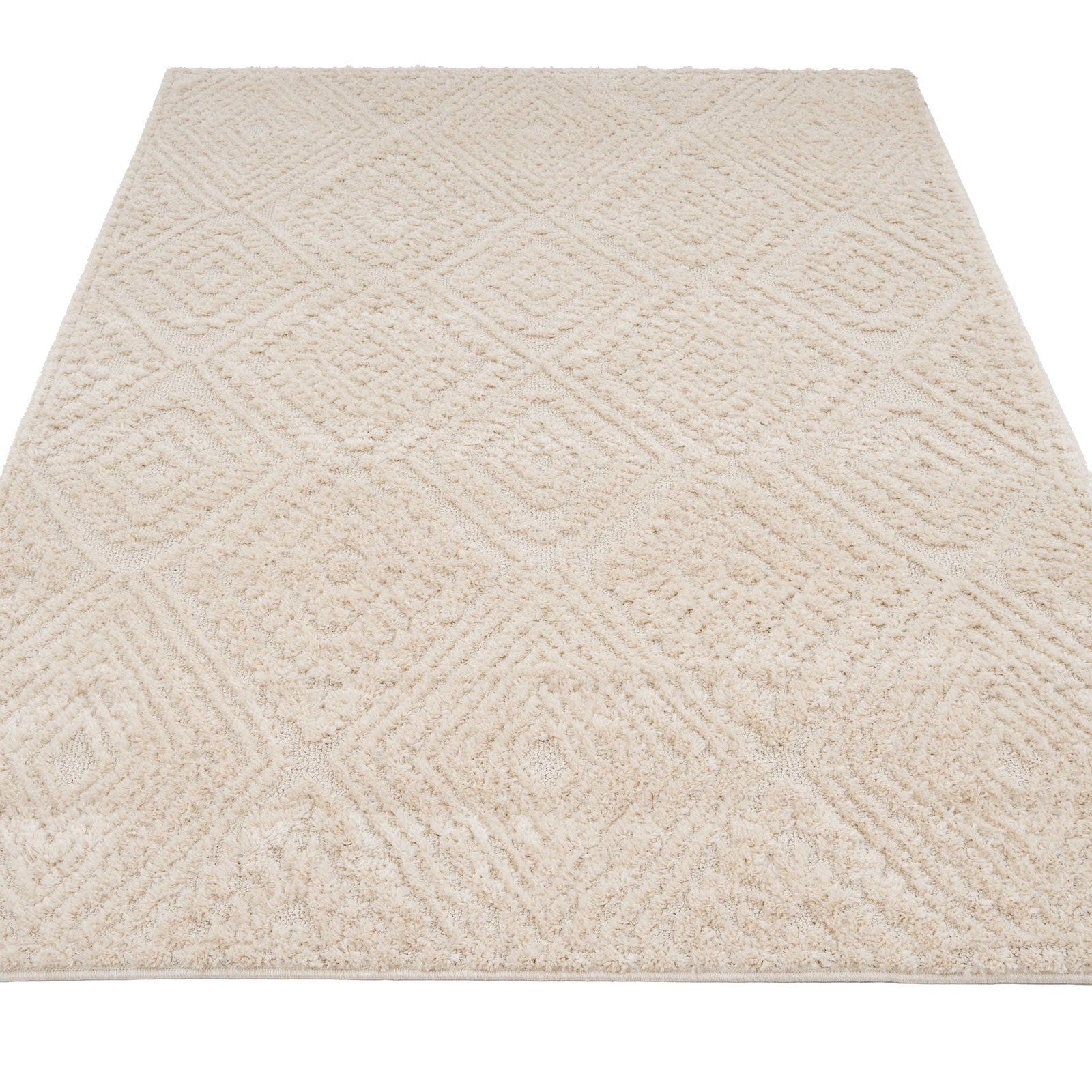 Warm White Tufted Diamond Rug - Elino | Living Room Rugs | Kukoon Rugs ...