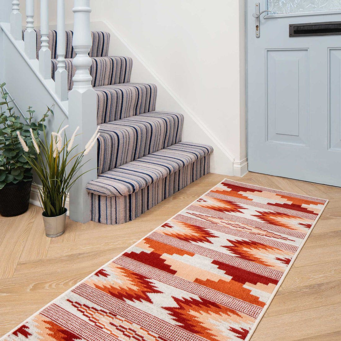 Terracotta Burnt Orange Living Room Rug - Aztec | Living Room Rugs ...