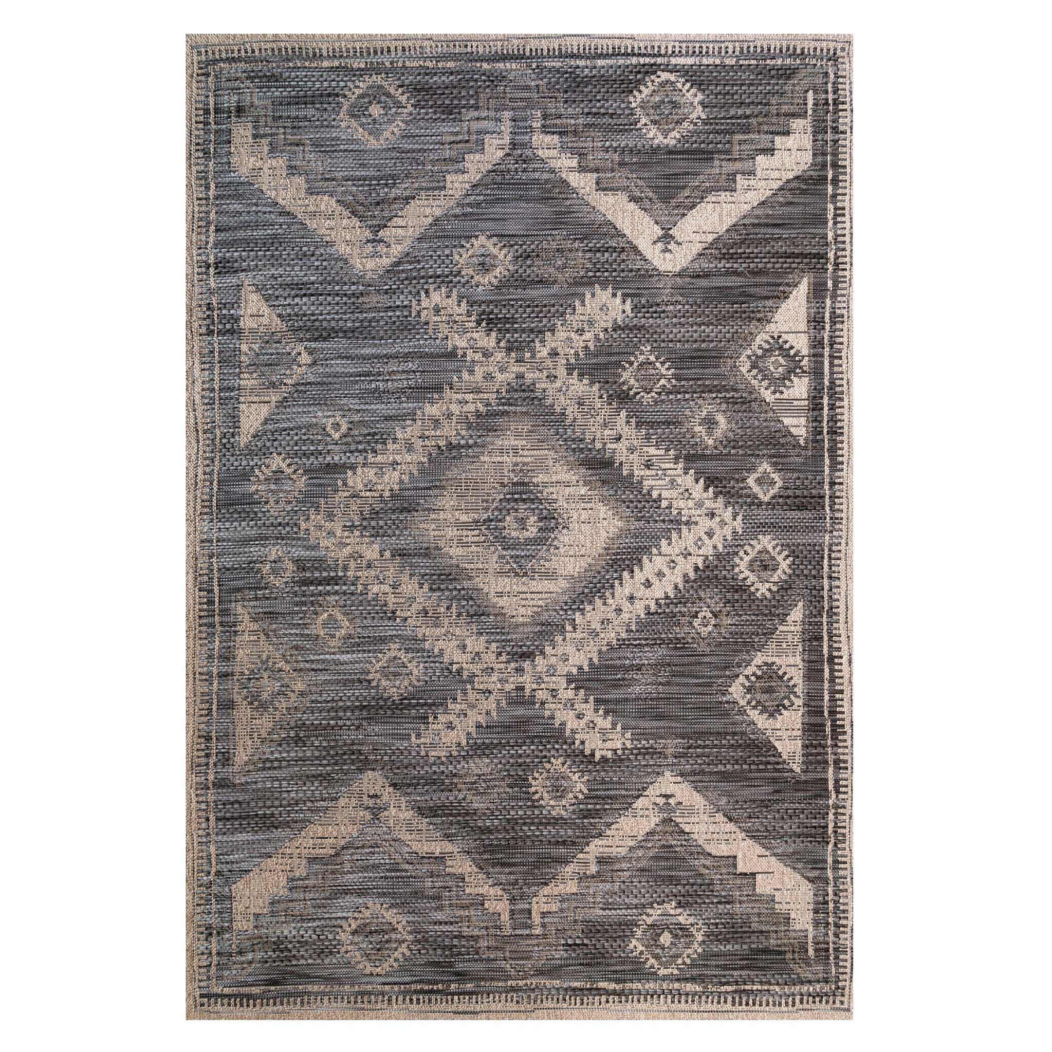 Grey Textured Flatweave Aztec Area Rug | Living Room Rugs | Kukoon Rugs ...