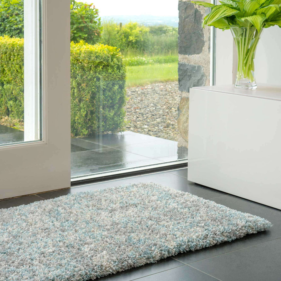 Soft Mottled Duck Egg Shaggy Area Rug - Camberley | Living Room Rugs ...