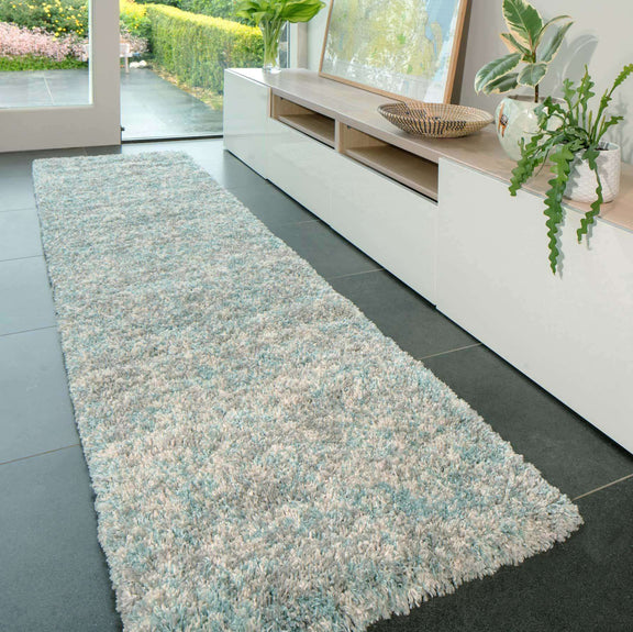 Soft Mottled Duck Egg Shaggy Area Rug - Camberley | Living Room Rugs ...
