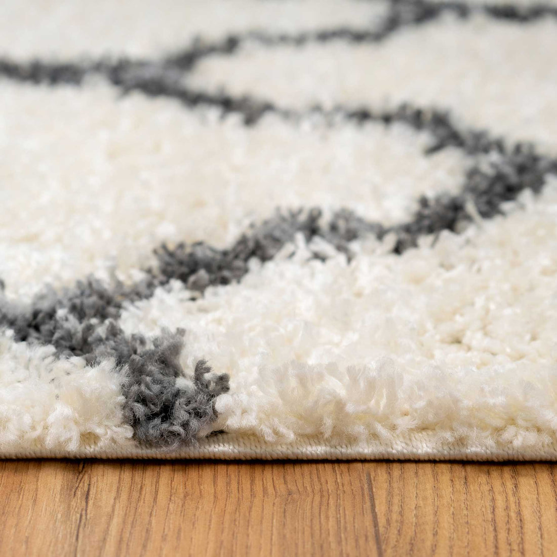 Cream Moroccan Trellis Shaggy Rug | Living Room Rugs | Kukoon Rugs Online