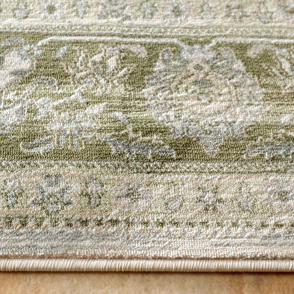 Vintage Traditional Green Floral Living Room Rug | Living Room Rugs ...