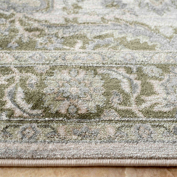 Oriental Bordered Green Floral Living Room Rug | Living Room Rugs ...