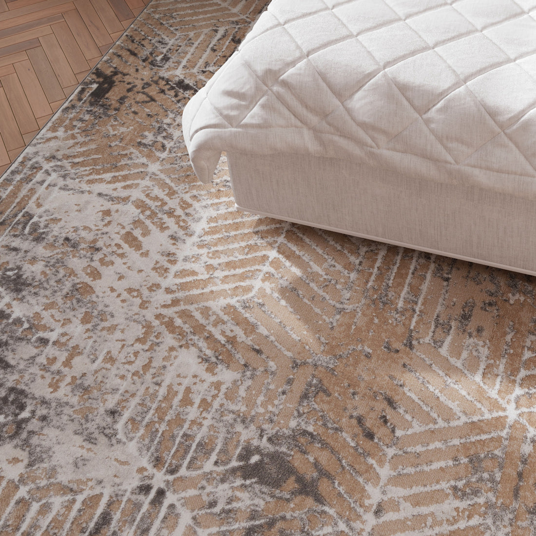 Distressed Beige Art Deco Area Rug - Busby | Living Room Rugs | Kukoon ...