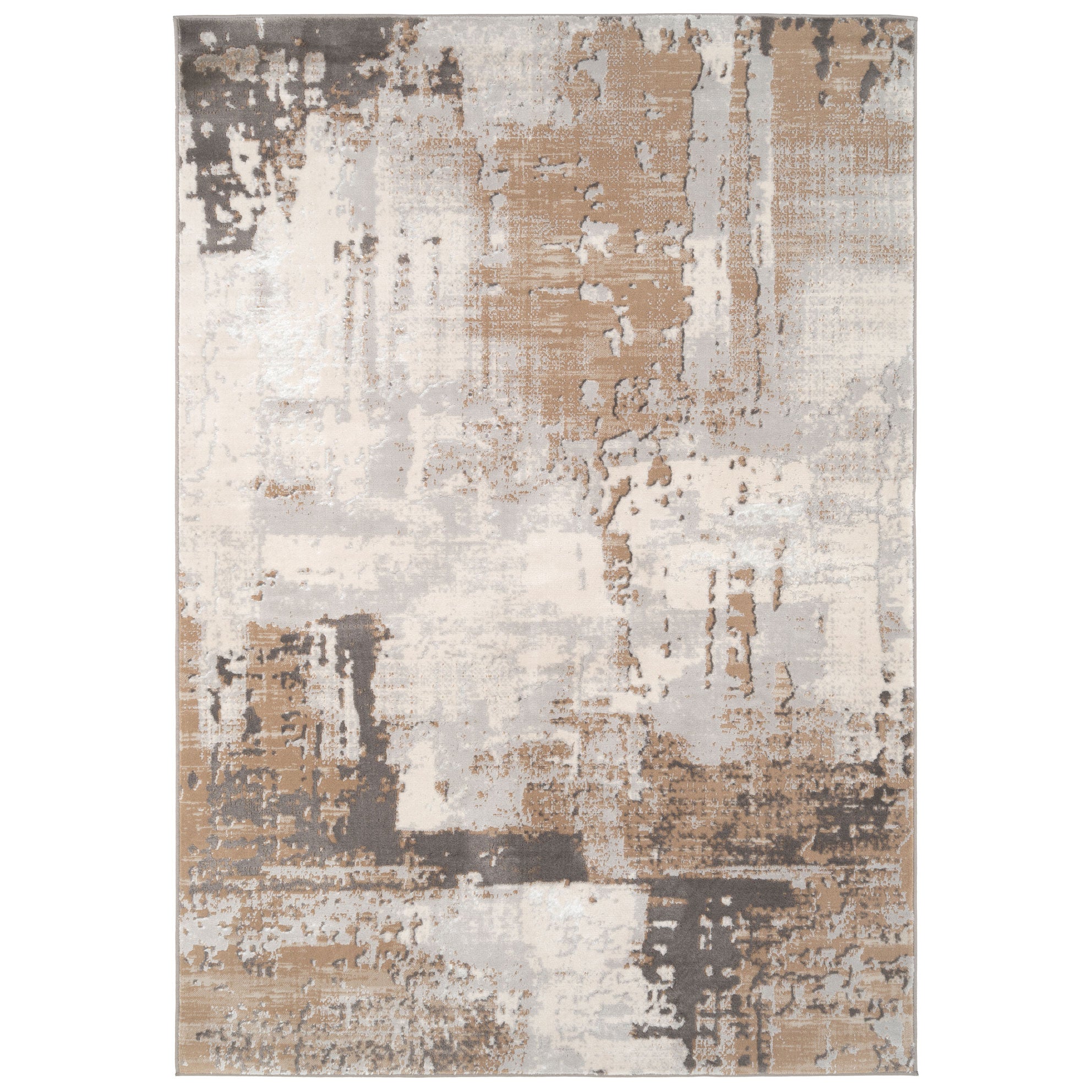 Distressed Abstract Beige Area Rug - Grace | Living Room Rugs | Kukoon ...