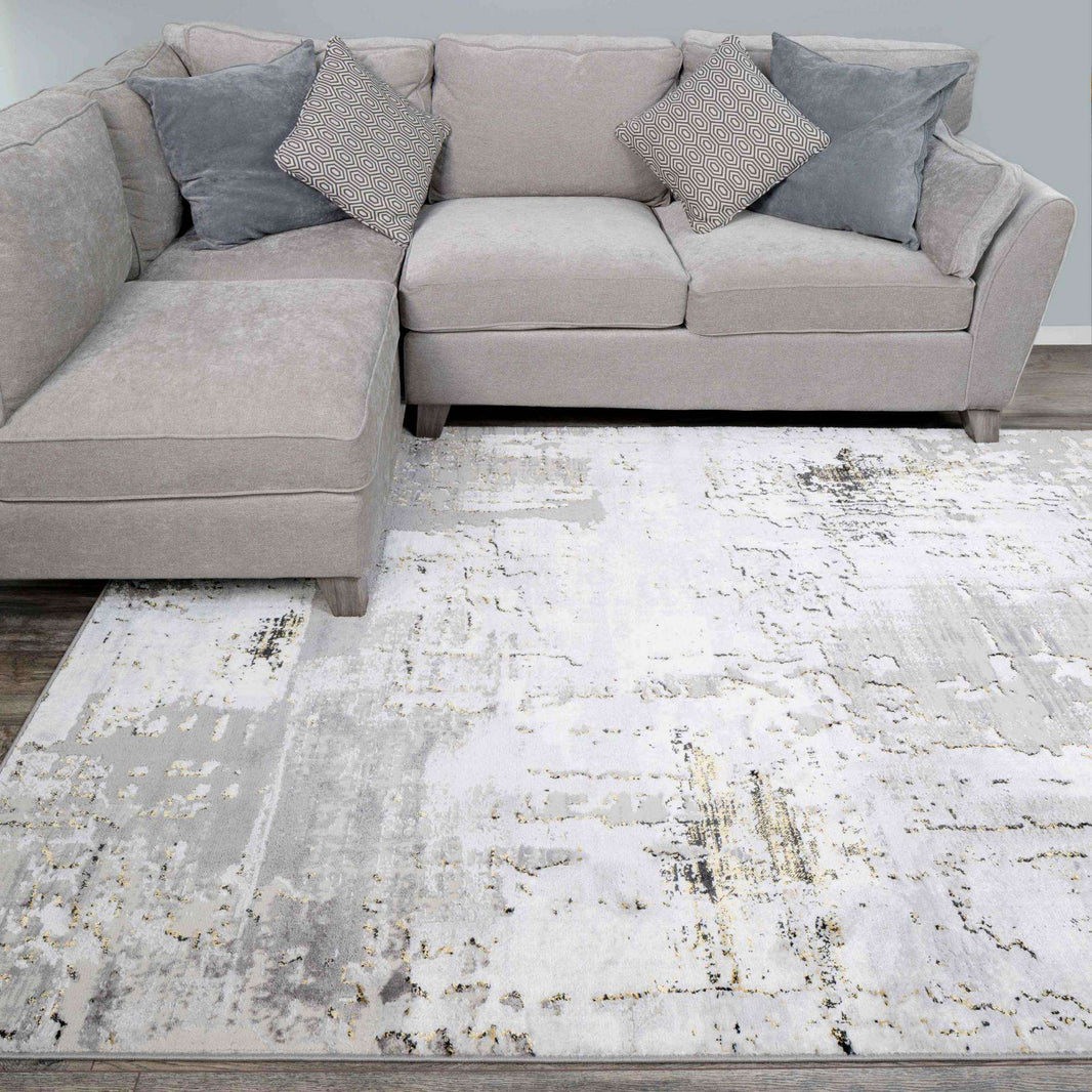 Distressed Abstract Beige Area Rug - Grace | Living Room Rugs | Kukoon ...