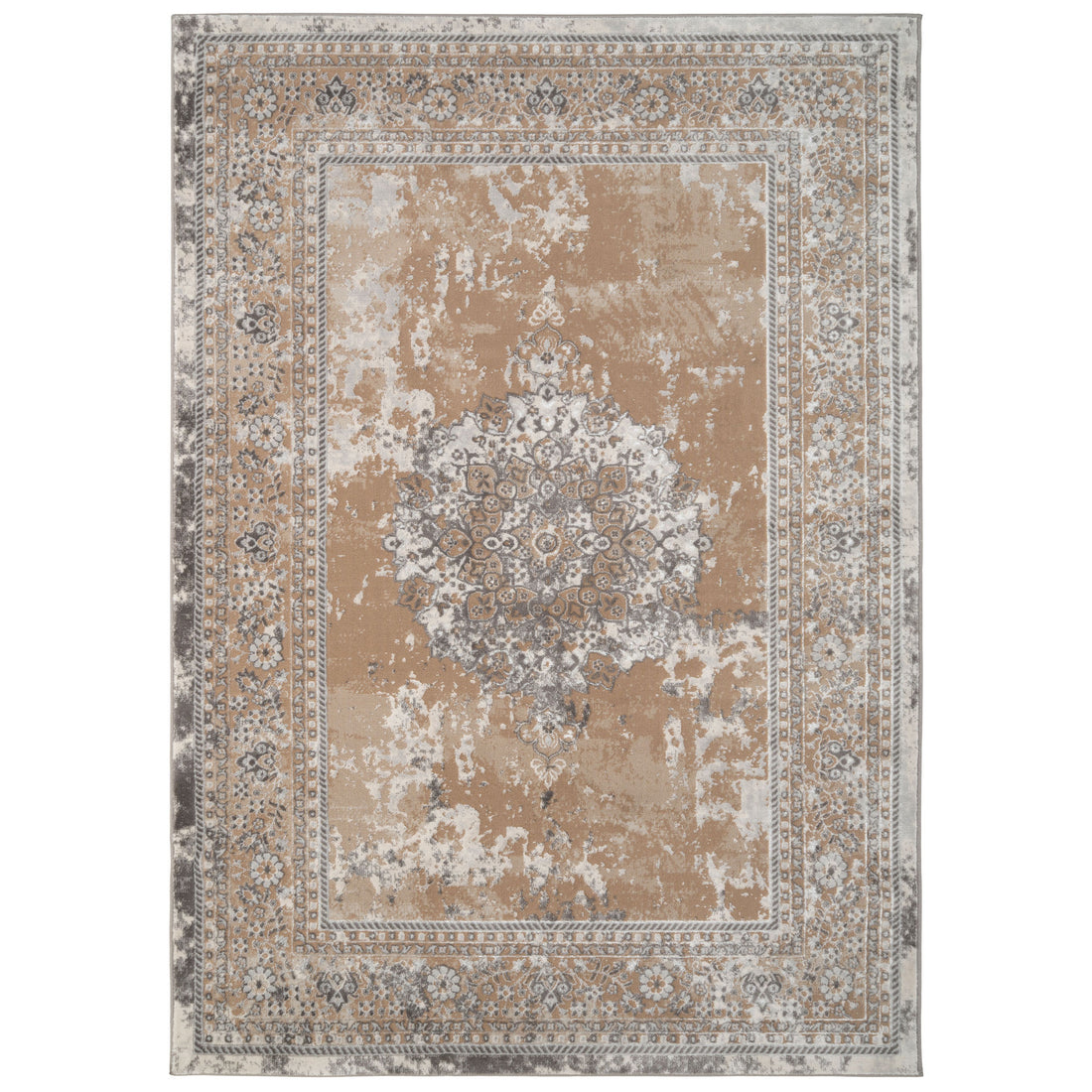 Traditional Distressed Beige Area Rug - Victoria | Living Room Rugs ...