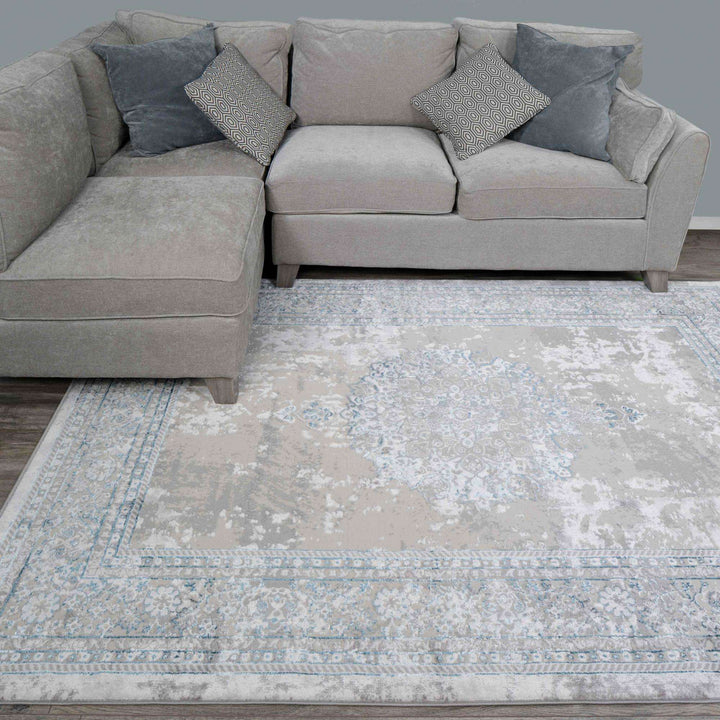 Distressed Beige Art Deco Area Rug - Busby | Living Room Rugs | Kukoon ...
