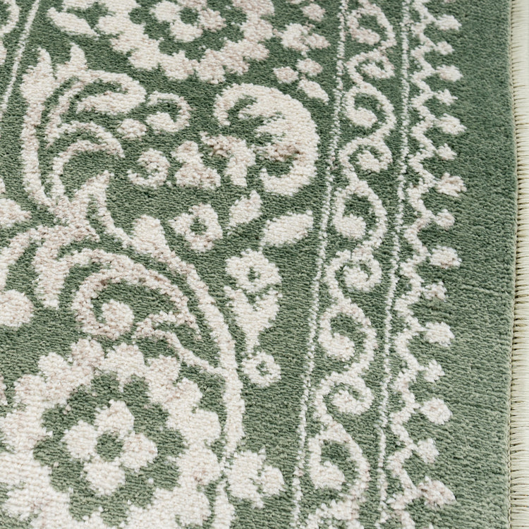 Green Ornate Medallion Rug - Jamila | Living Room Rugs | Kukoon Rugs Online