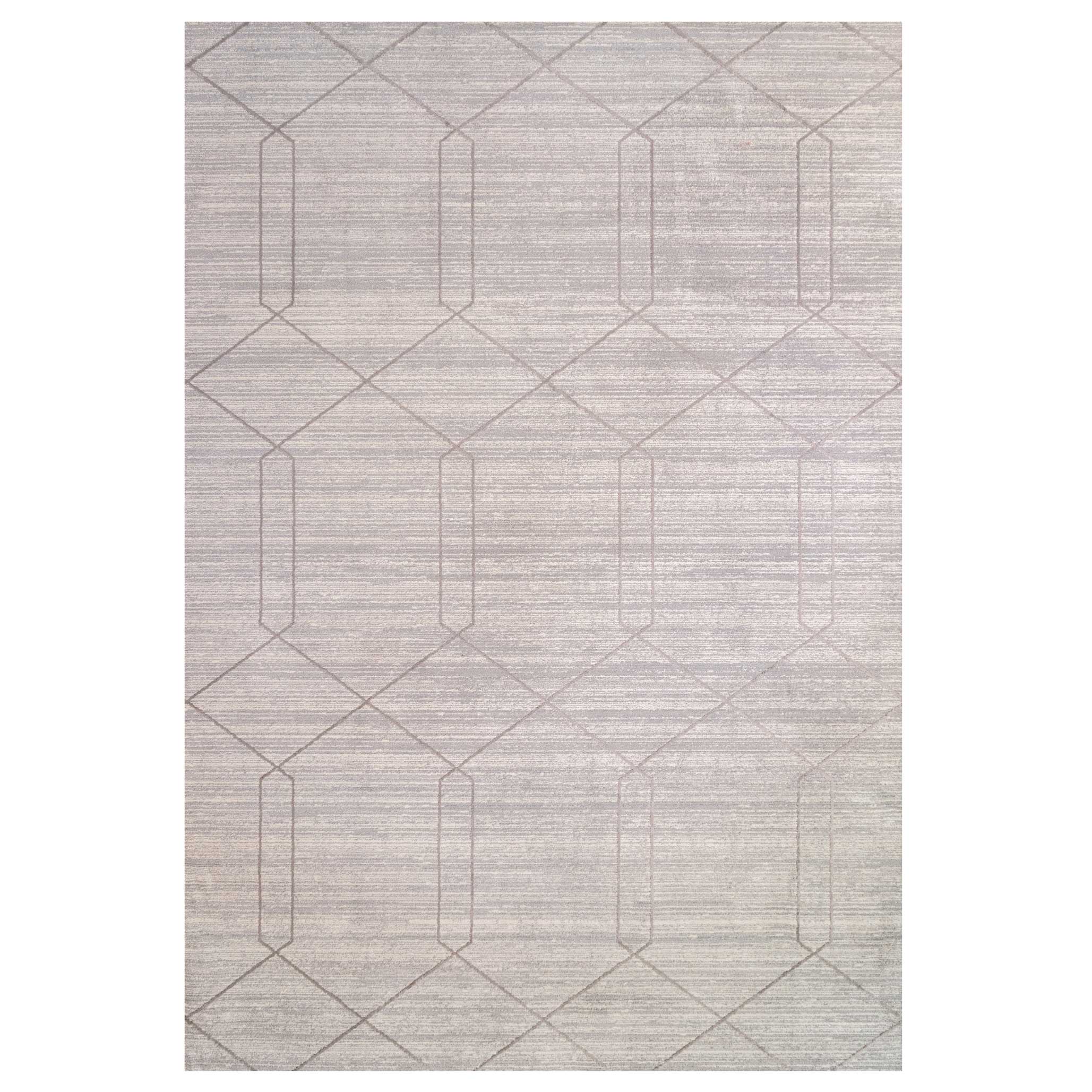 Luxury Textured Grey Geometric Rug | Living Room Rugs | Kukoon Rugs Online
