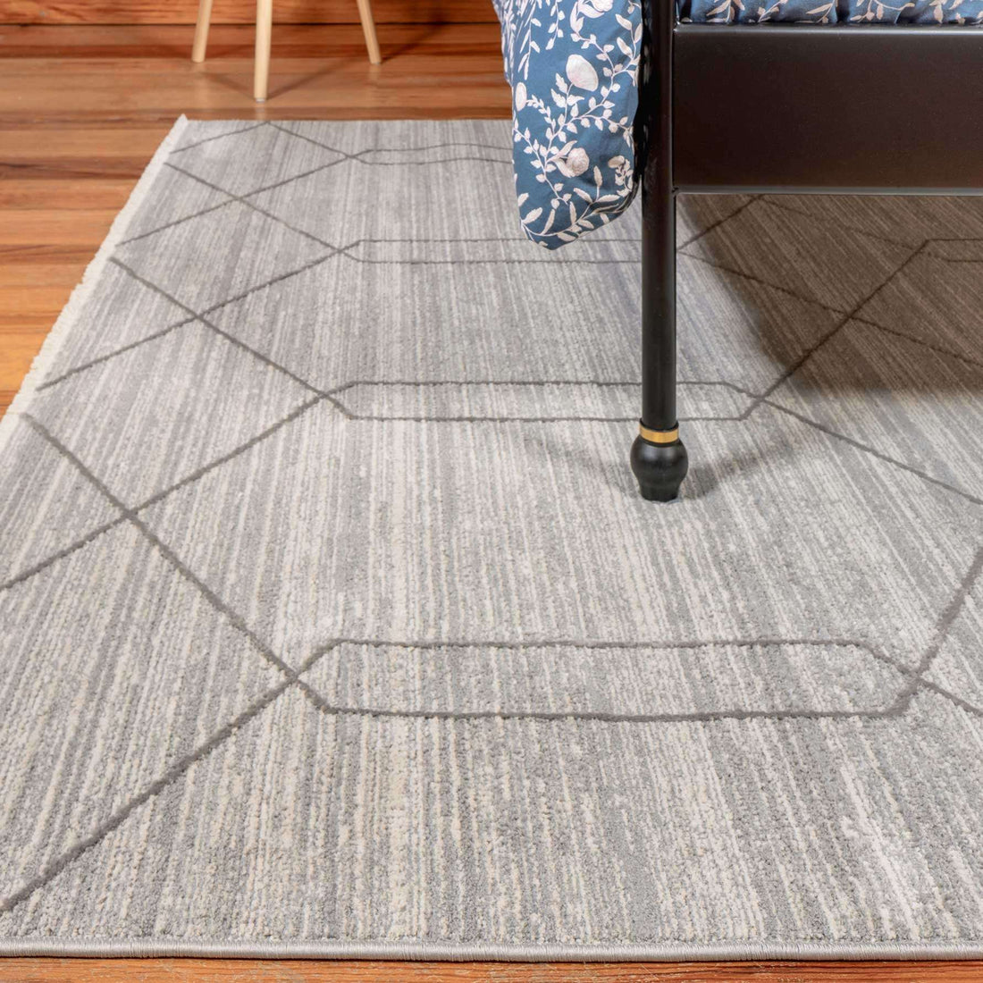 Luxury Textured Grey Geometric Rug | Living Room Rugs | Kukoon Rugs Online
